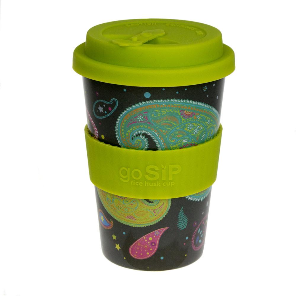 Reusable Tea/Coffee Travel Cup/Mug Eco Biodegradable Rice Husk Paisley ...