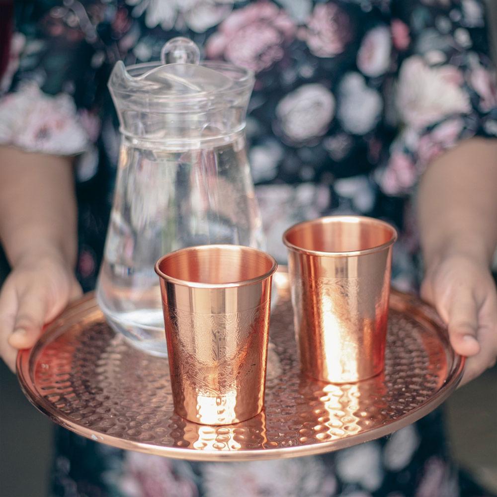 Hammered Copper Tray, diameter 32cm