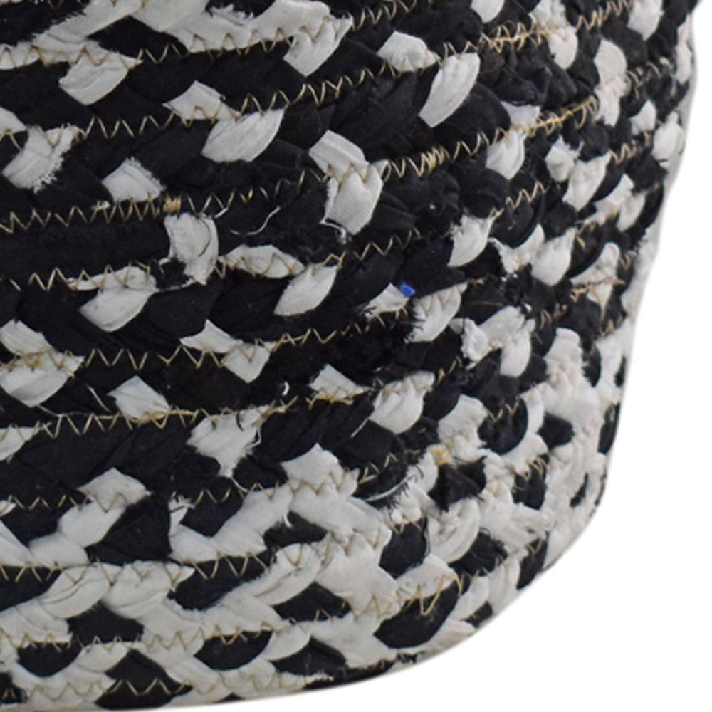 Basket plaited recycled textiles, black and white 26 x 26cm