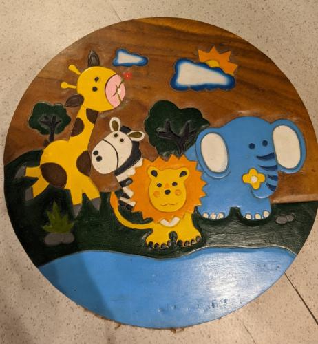 Hand carved African animals children's table