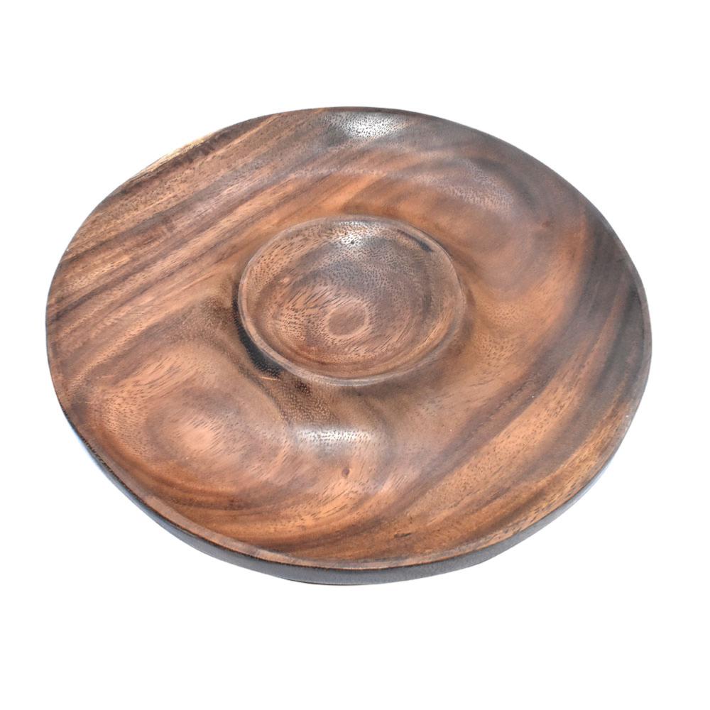 Round chip and dip serving platter Siris wood 25 x 3cm
